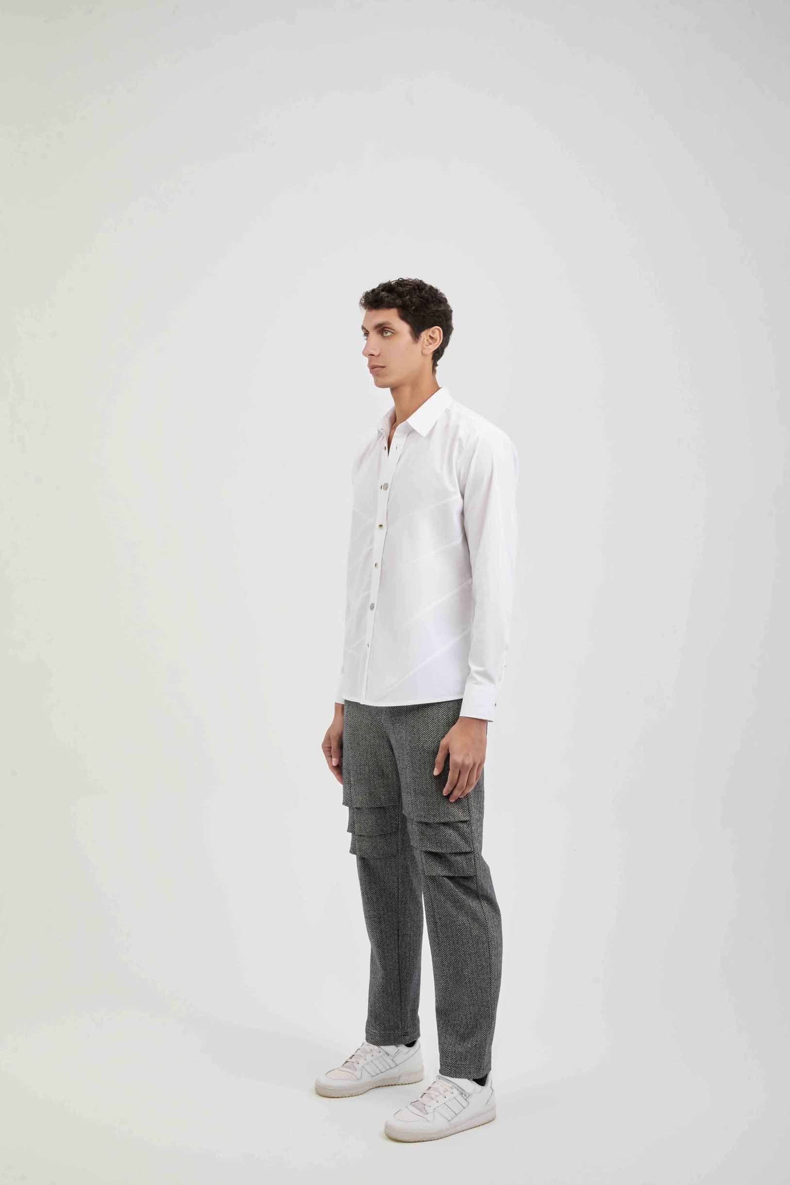 Pleated Chevron Trousers – Karim Maher